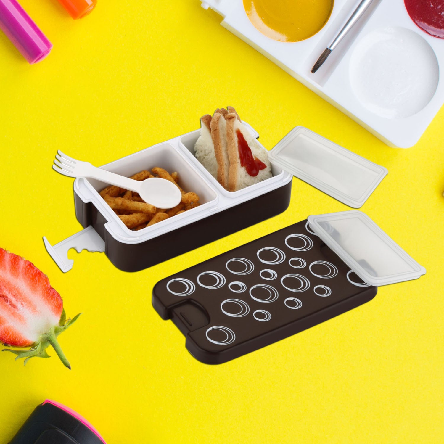 5330 Airtight Lunch Box 2 Compartment Lunch Box Leak Proof Food Grade ...