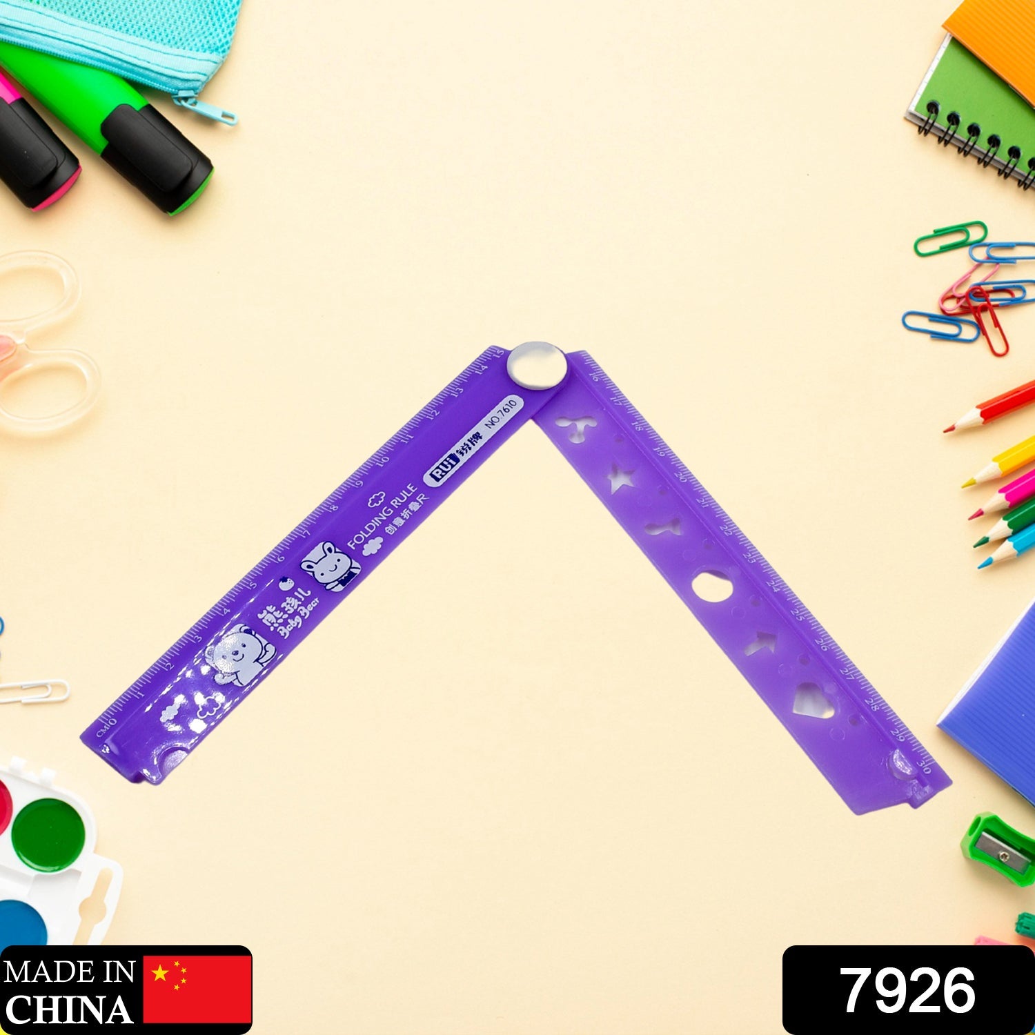 7926 Fold Up Plastic Ruler 17cm fold up for kids Stationery Products ...