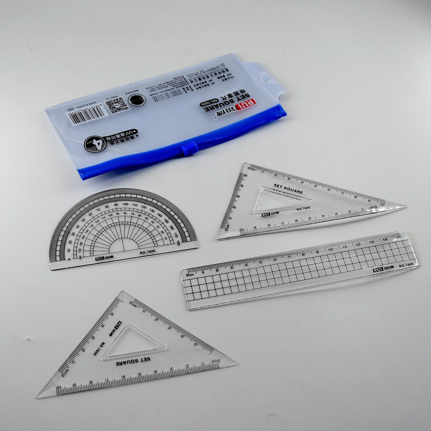 7915 Math Geometry Tool Plastic Clear Ruler Sets, Protractor, Triangle ...