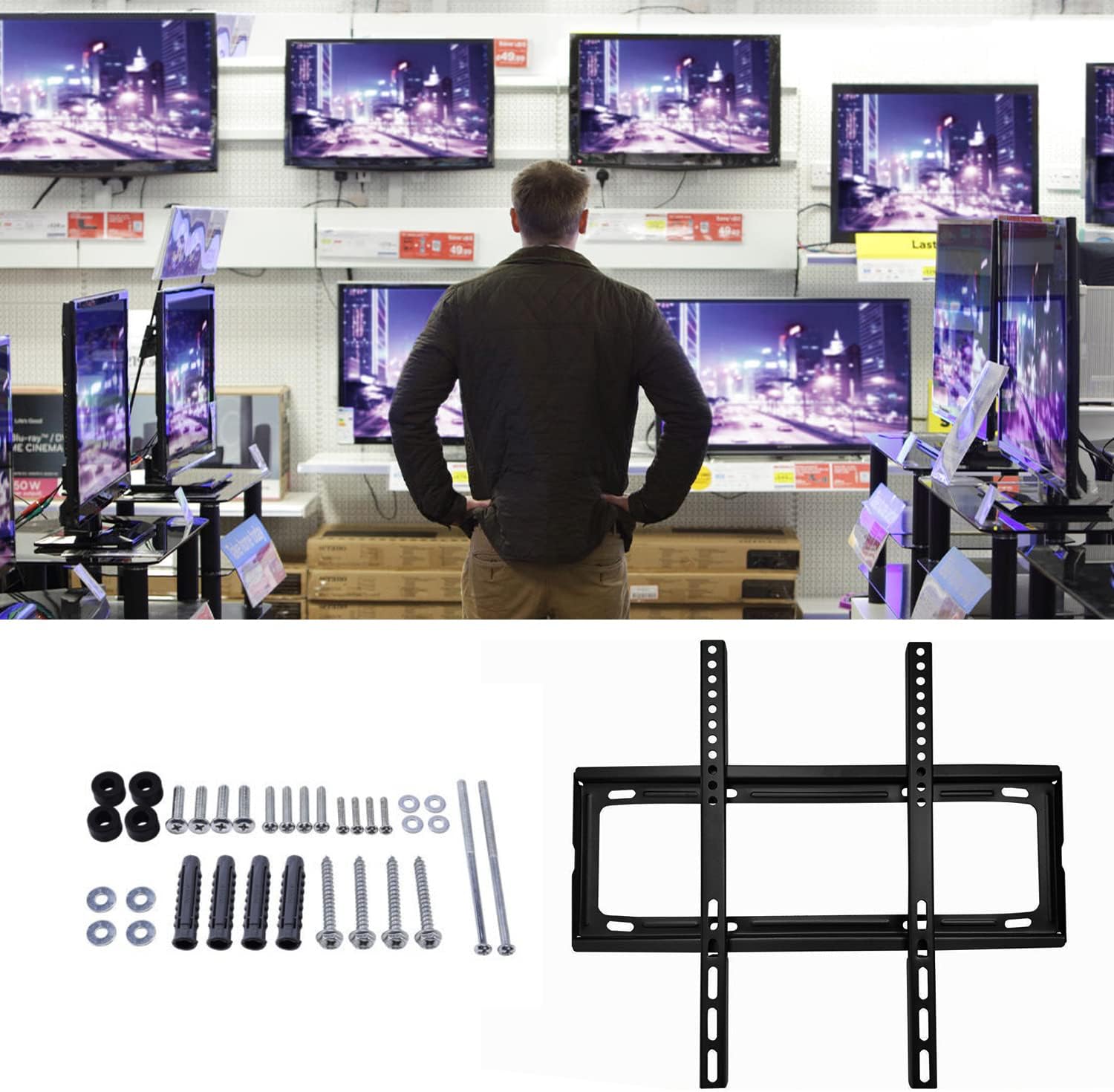 1549 TV Wall Bracket Mount Slim Monitor Stand for 26 x 63, LCD LED 3D ...